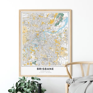 Brisbane Map Print, Street Names Brisbane Print, Printable Map of ...