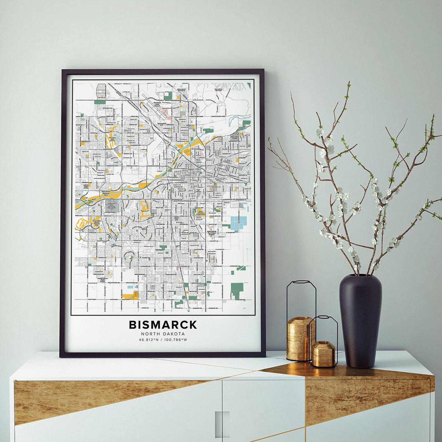 Bismarck Map Print, Street Names Bismarck Print, Printable Map of ...