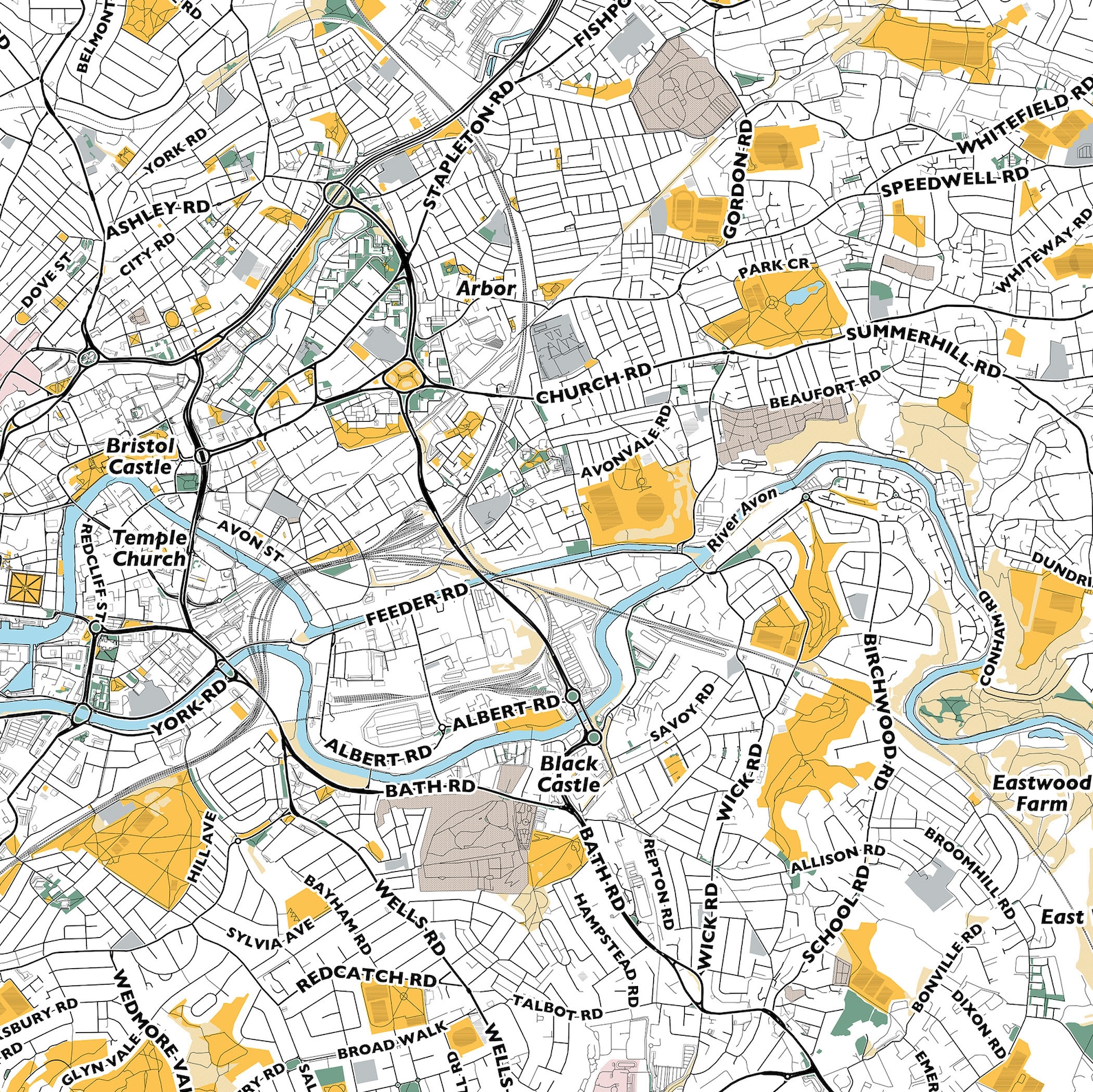 Bristol Map Print, Street Names Bristol Print, Printable Map of Bristol ...