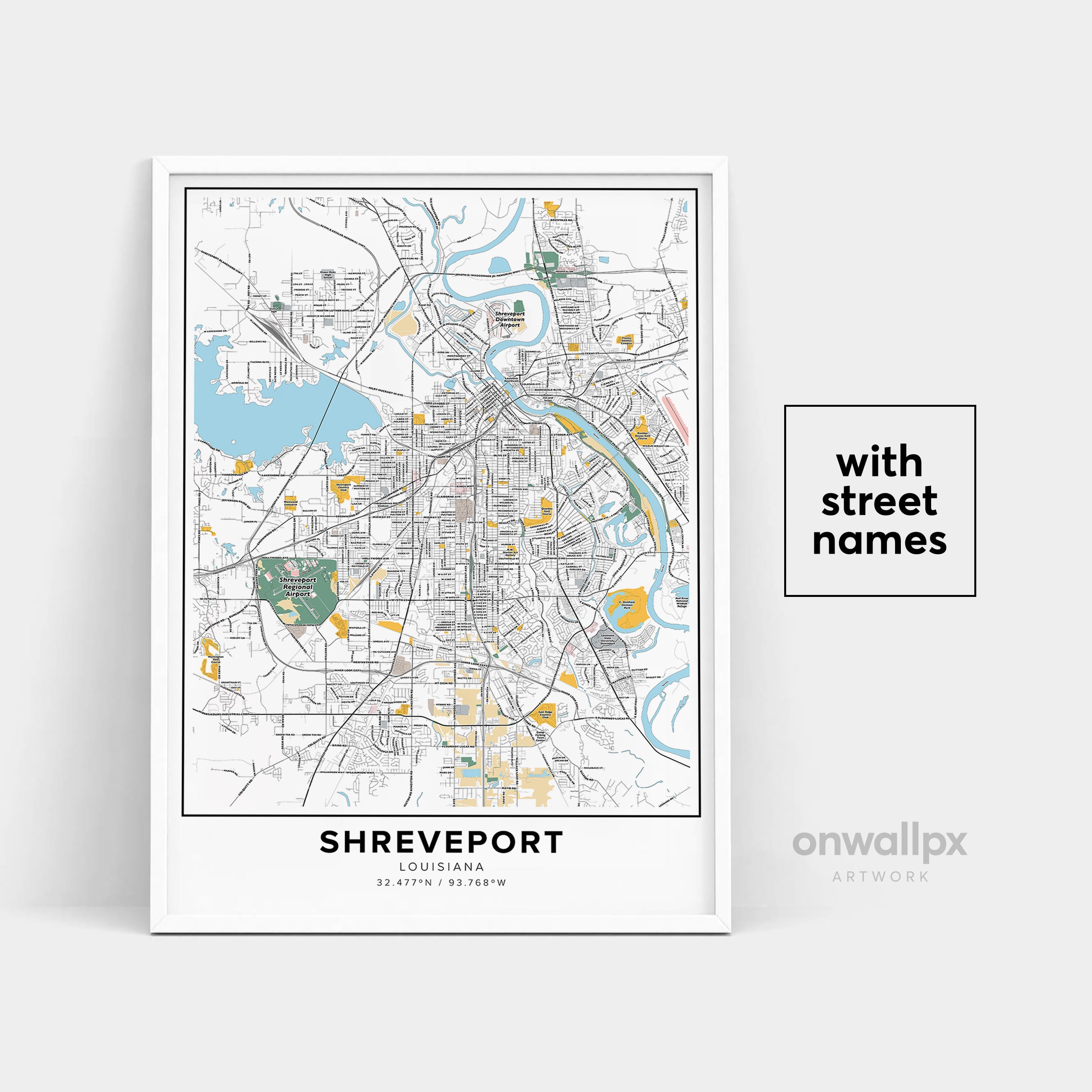 Shreveport Map Print Street Names Shreveport Print Printable - Etsy