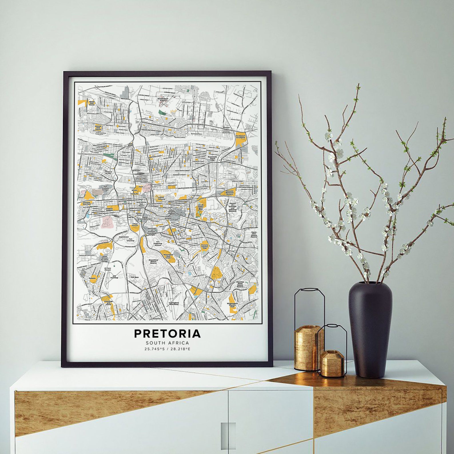 Pretoria Map Print, Street Names Pretoria Print, Printable Map of ...