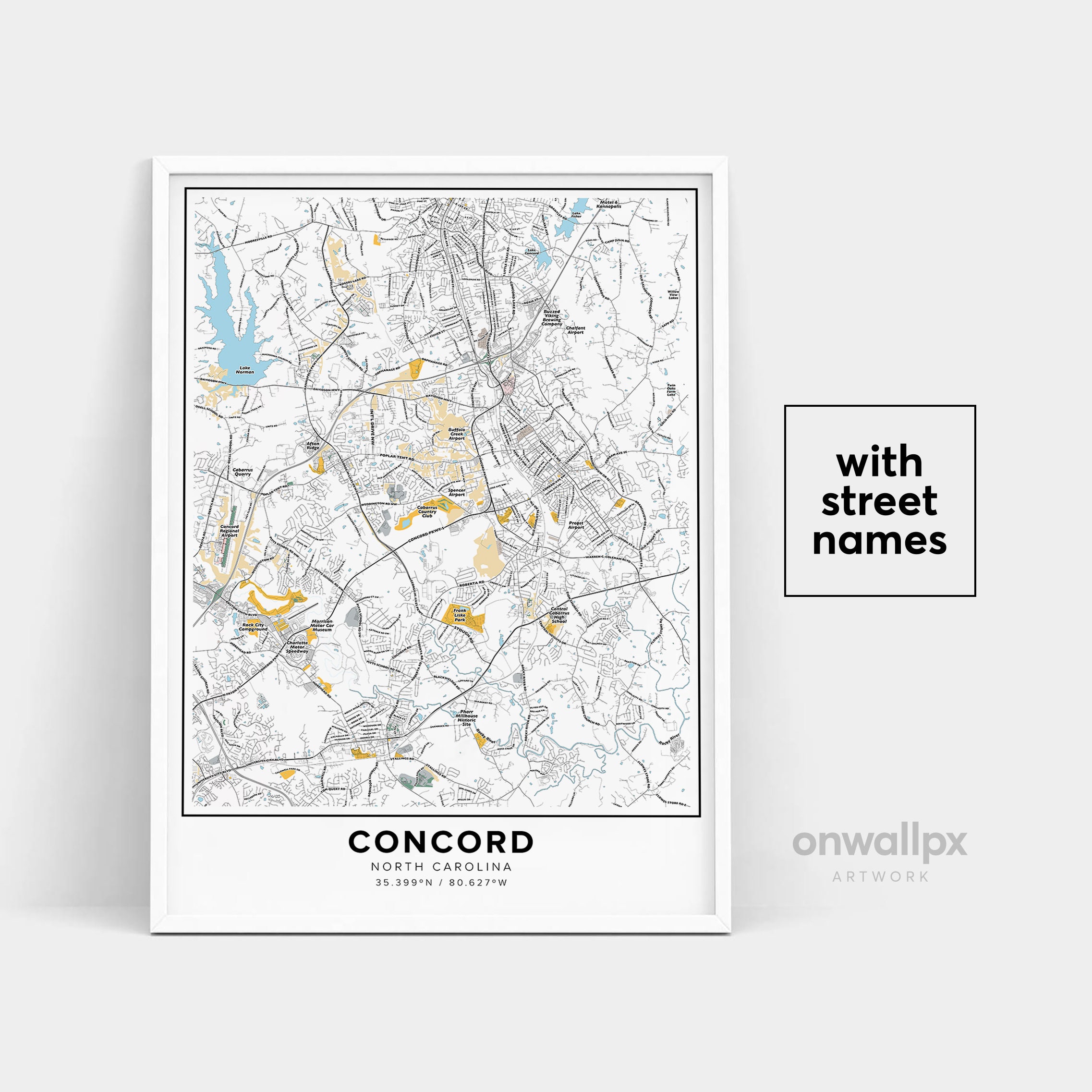 Concord Map Print, Street Names Concord Print, Printable Map of Concord ...