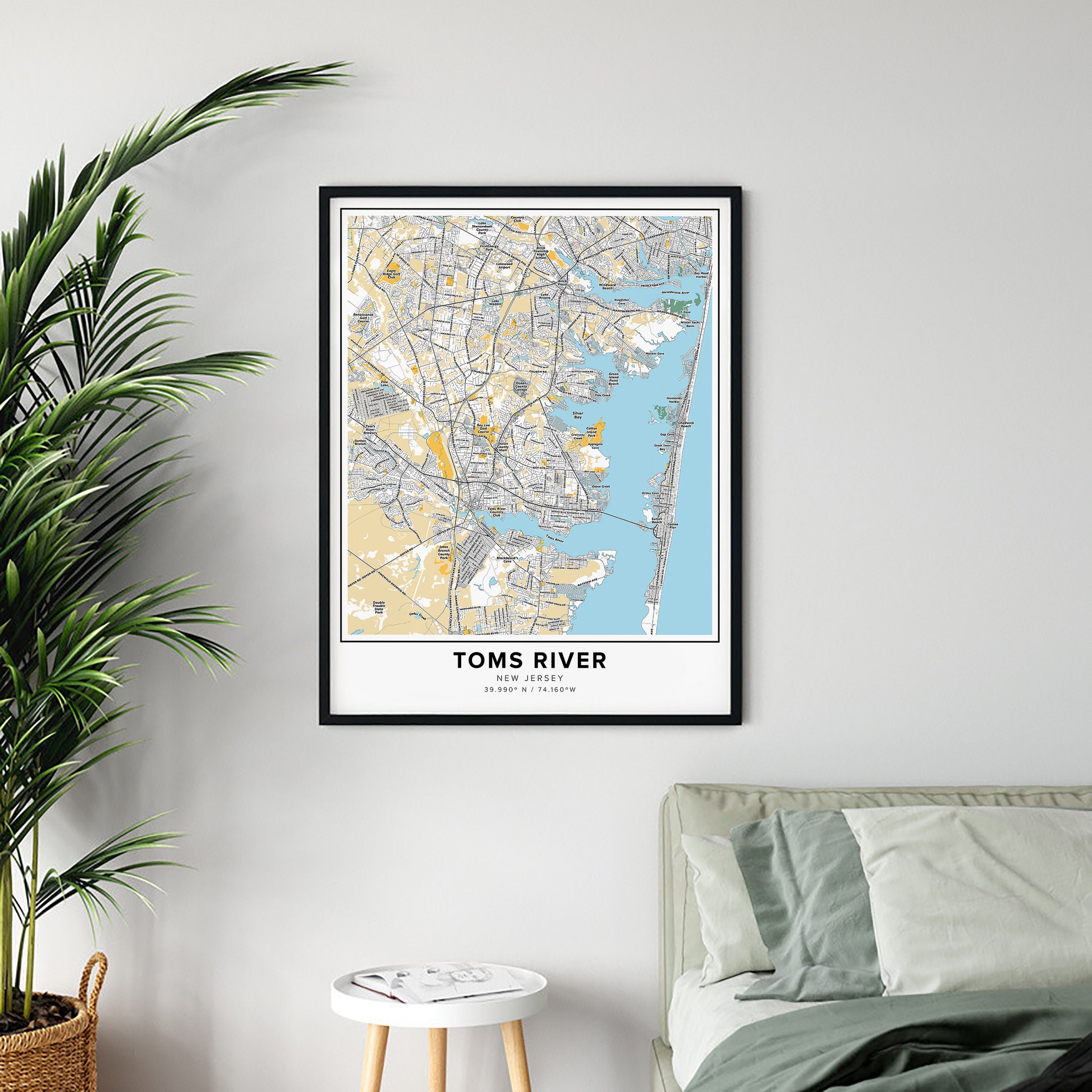 Toms River Map Print, Street Names Toms River Print, Map of Toms River ...