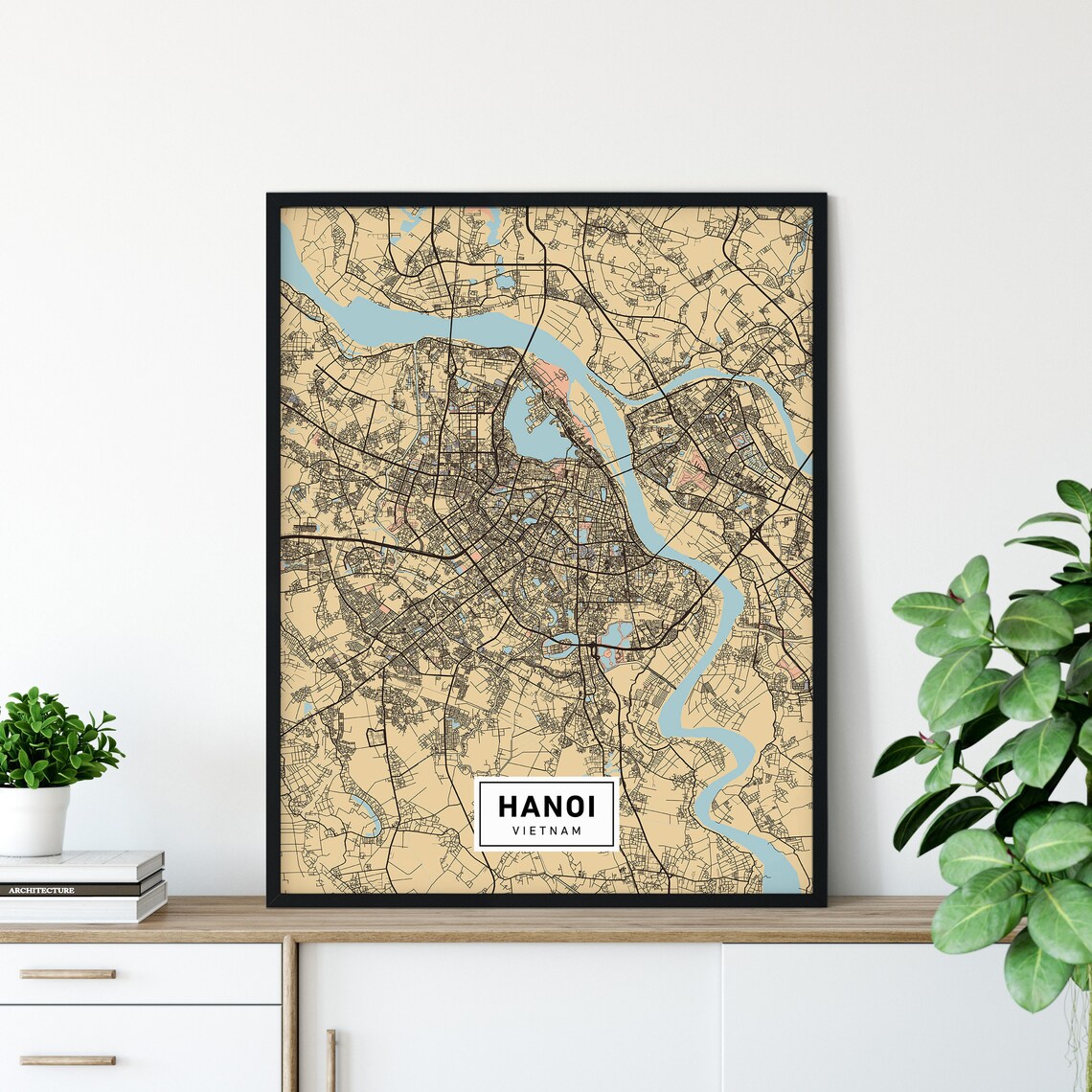 Hanoi Map, Hanoi Vietnam Map, Hanoi Print, Hanoi Poster Wall Art, Map ...