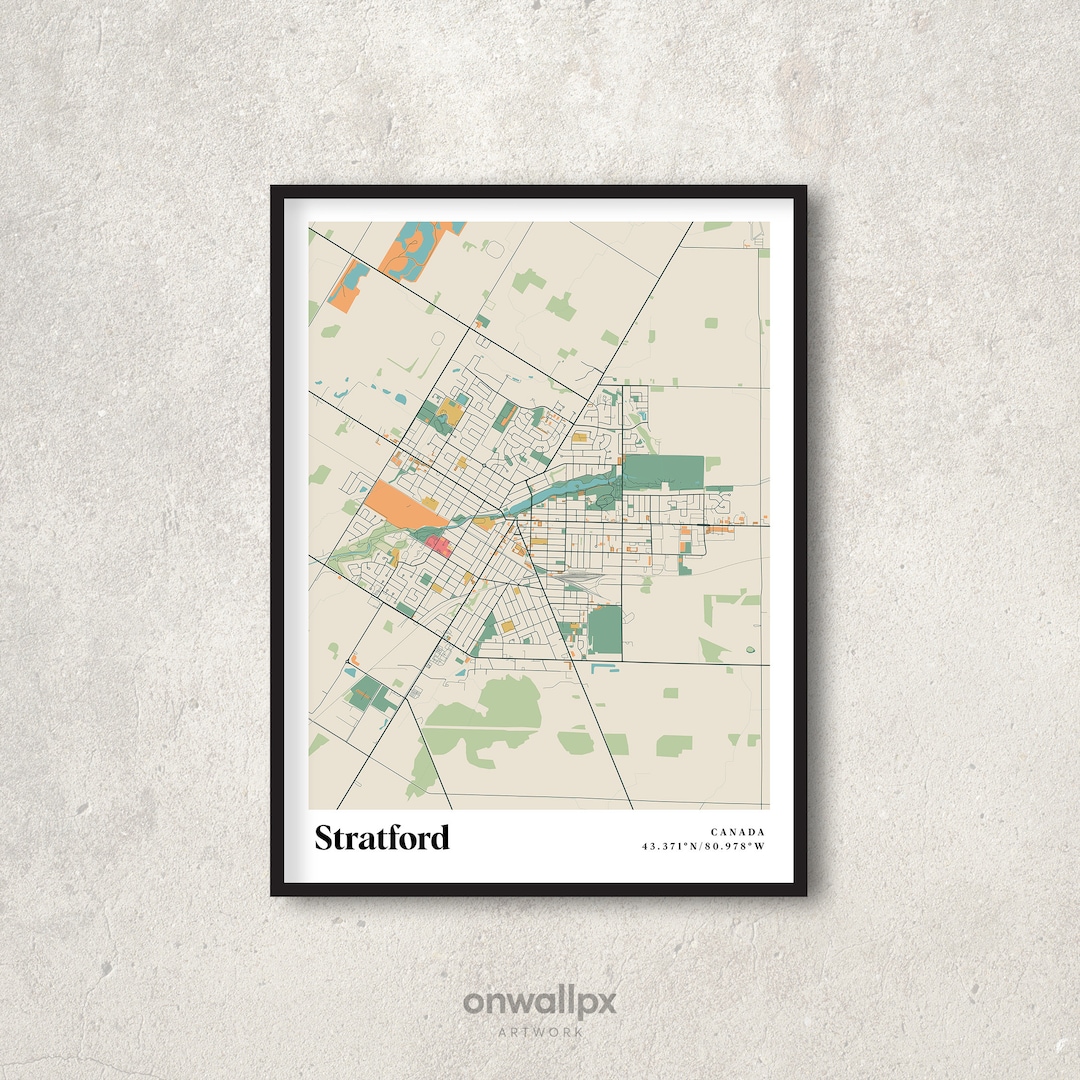 Stratford Map Poster Print, Retro Stratford Map Decor, Vintage ...