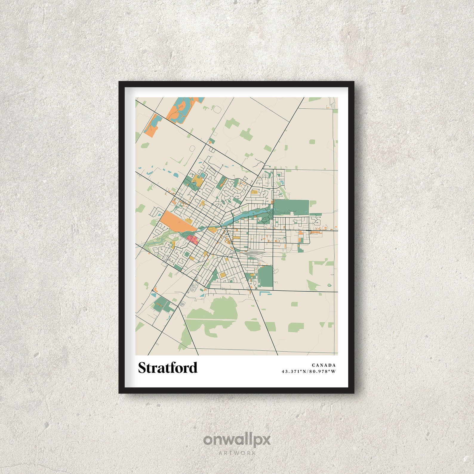 Stratford Map Poster Print, Retro Stratford Map Decor, Vintage ...
