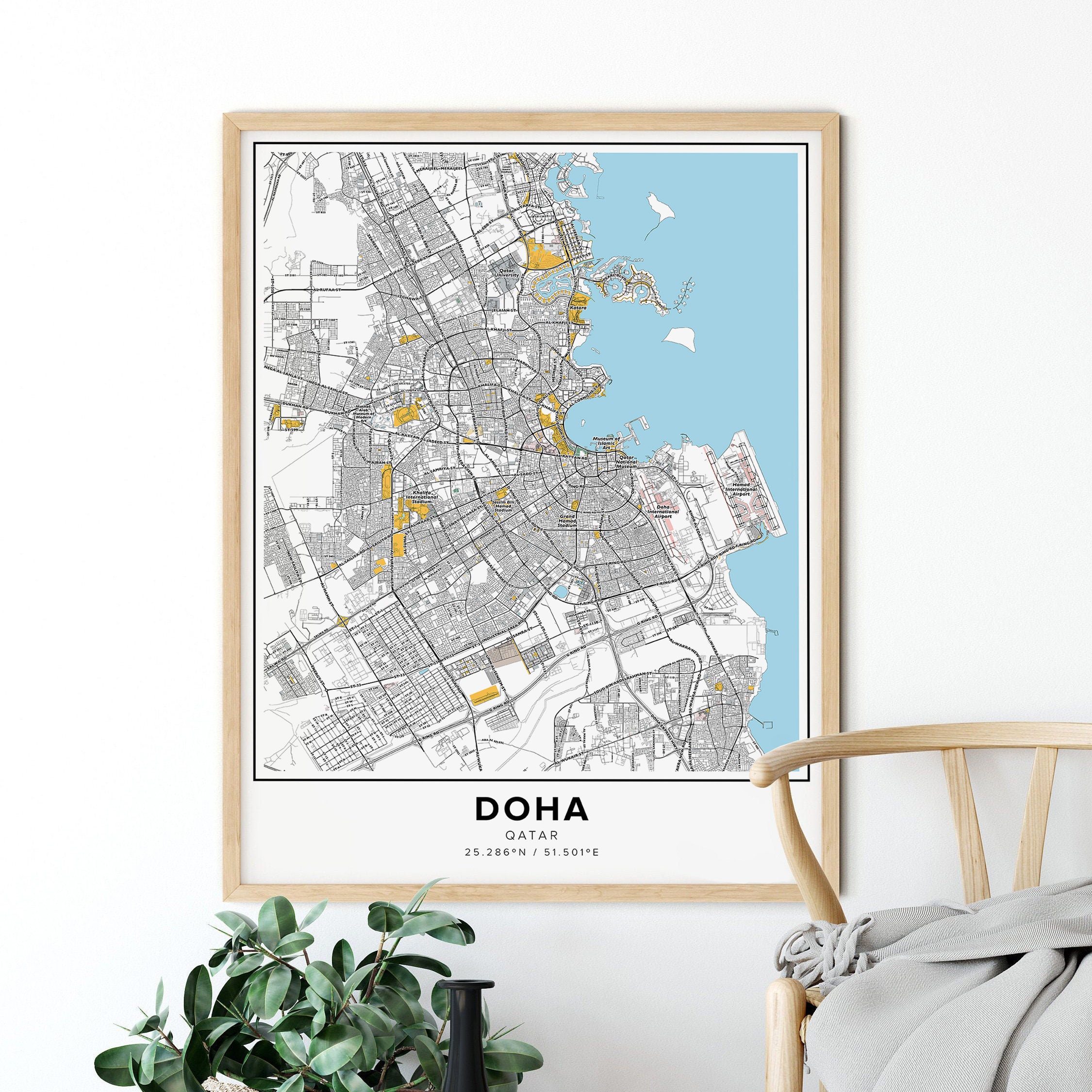 Doha Map Print Street Names Doha Print Printable Map of - Etsy