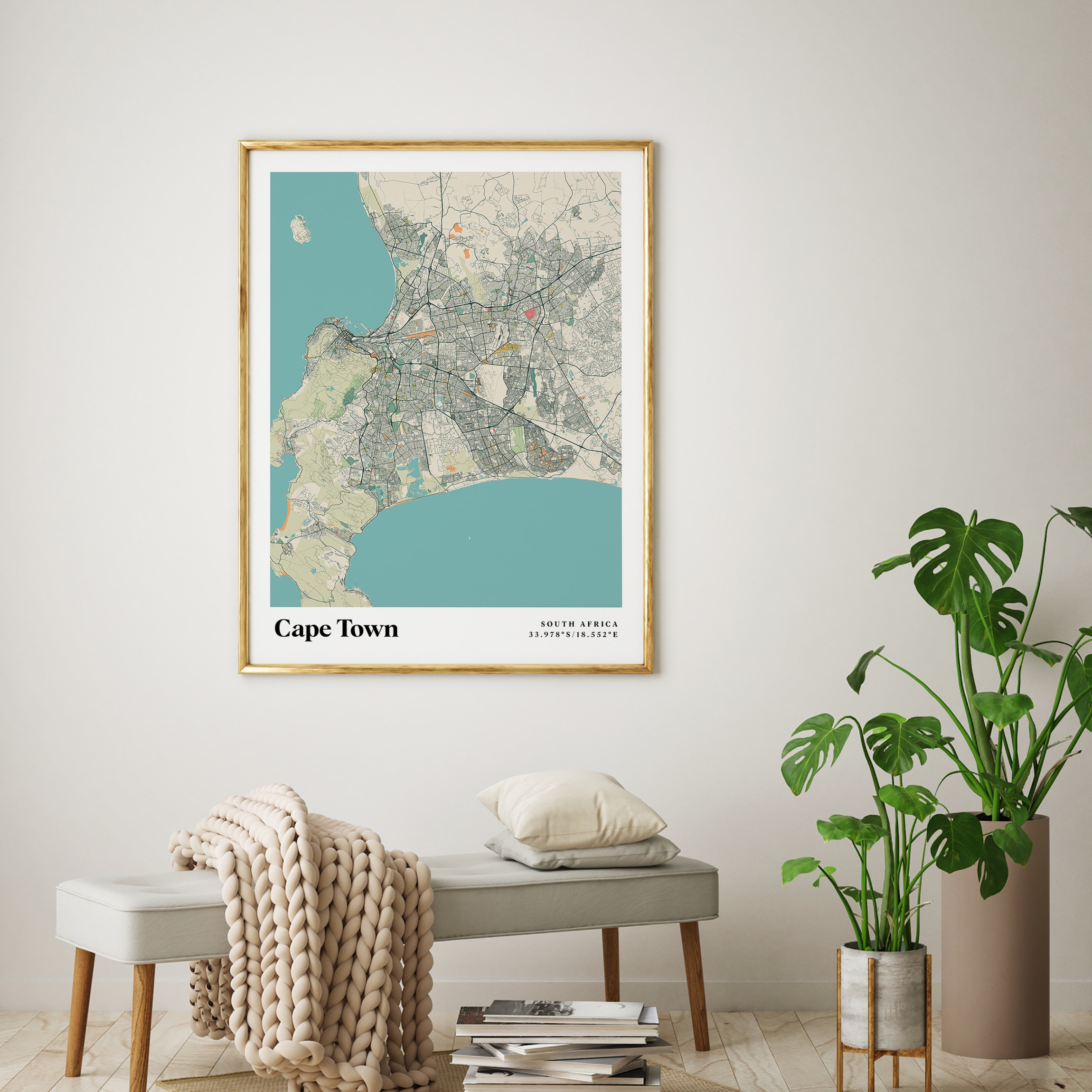 Cape Town Map Poster Retro Cape Town Map Decor Vintage Cape - Etsy