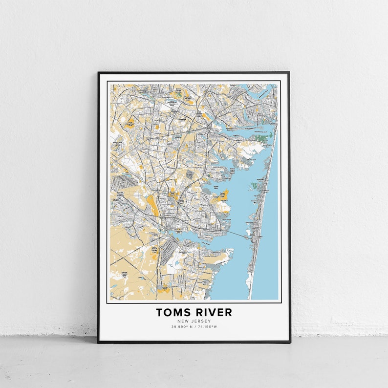 Toms River Map Print, Street Names Toms River Print, Map of Toms River ...
