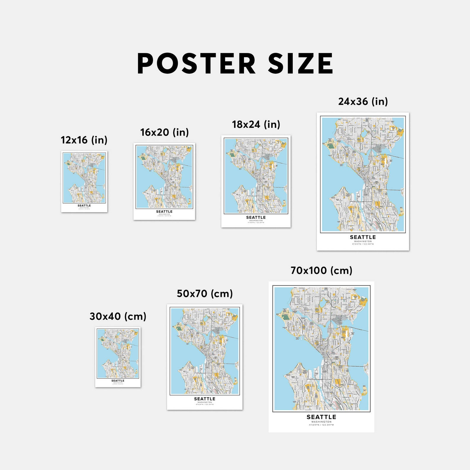 Seattle Map Print Street Names Seattle Print Printable Map - Etsy