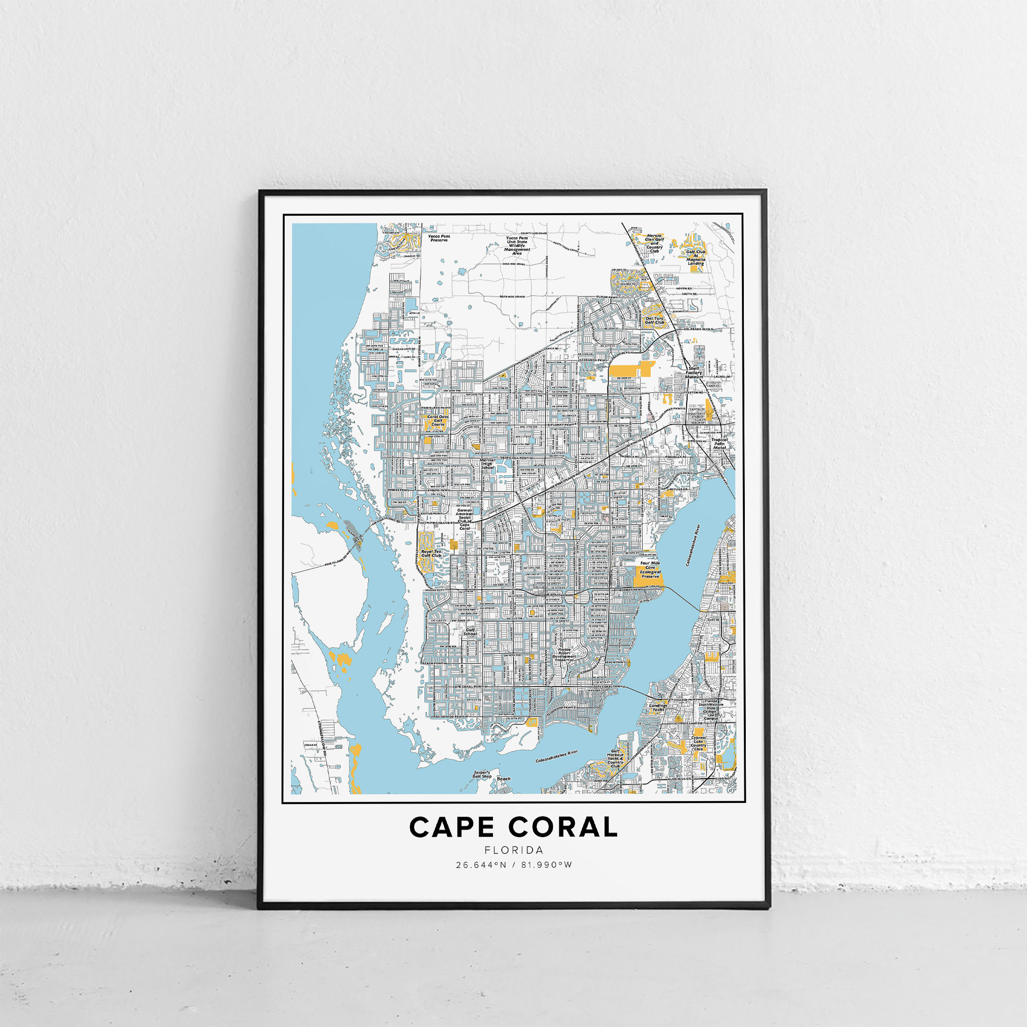 Cape Coral Map Print, Street Names Cape Coral Print, Printable Map of ...