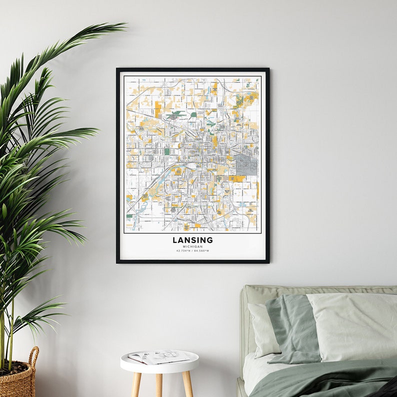 Lansing Map Print, Street Names Lansing Print, Printable Map of Lansing ...