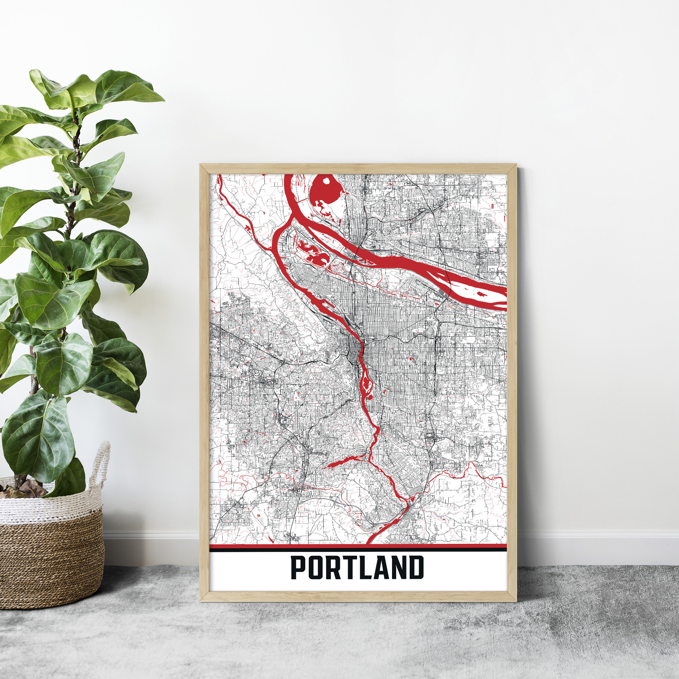 Portland Map Print Portland Oregon Map Wall Art Portland - Etsy