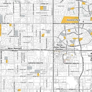 Rancho Cucamonga Map Print, Street Names Rancho Cucamonga Print, City ...