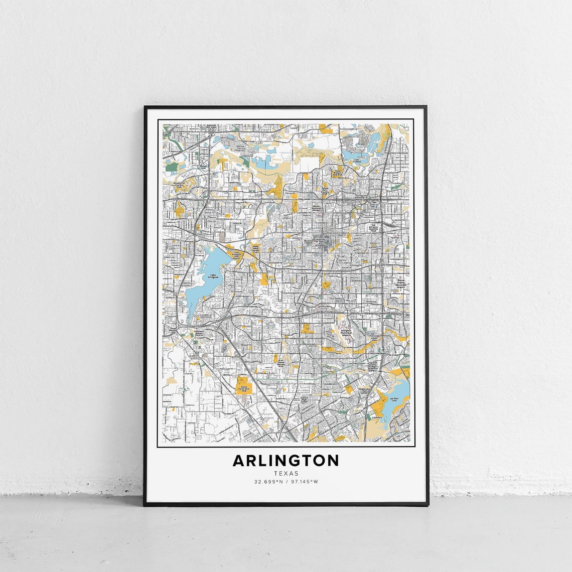 Arlington Map Print, Street Names Arlington Print, Printable Map of ...