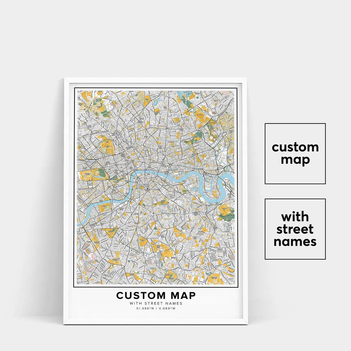 Custom Map Print Street Names Custom Print Custom Street | Etsy