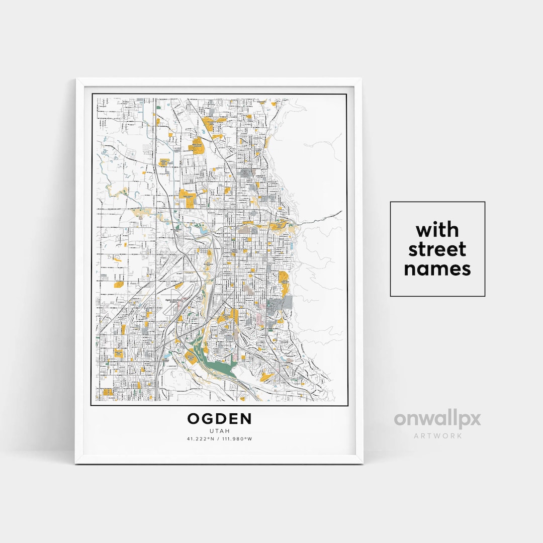 Ogden Map Print, Street Names Ogden Print, Printable Map of Ogden, City ...