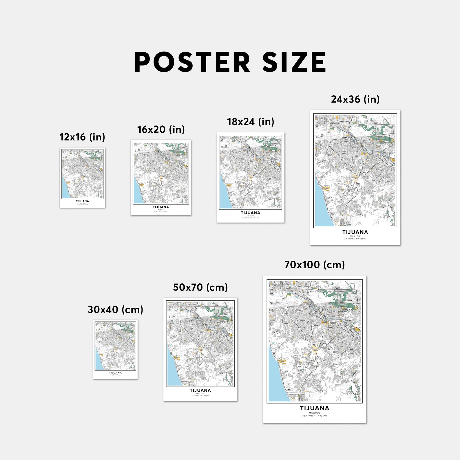 Tijuana Map Print, Street Names Tijuana Print, Printable Map of Tijuana ...