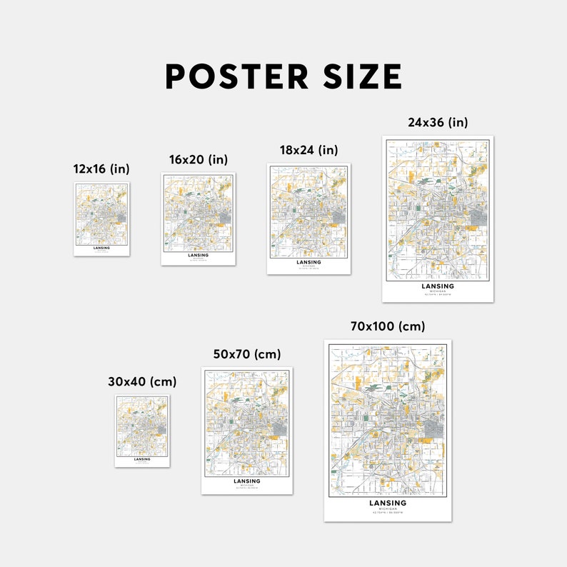 Lansing Map Print, Street Names Lansing Print, Printable Map of Lansing ...