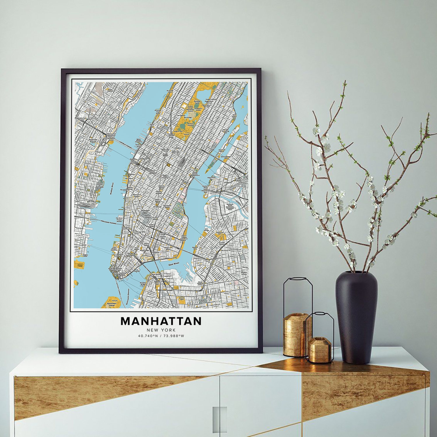 Manhattan Map Print, Street Names Manhattan Print, Printable Map of ...