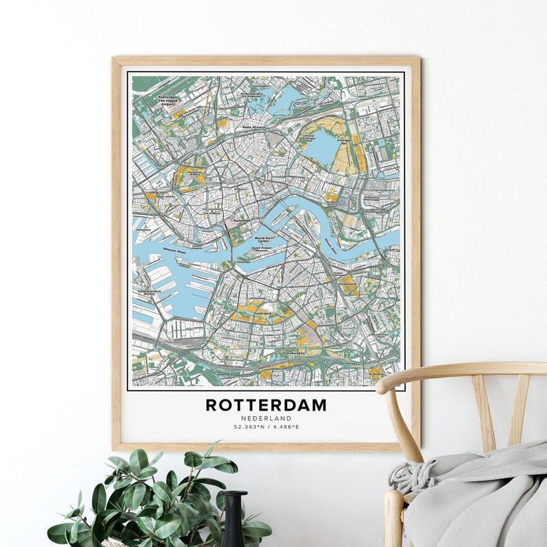Rotterdam Map Print, Street Names Rotterdam Print, Art Map of Rotterdam ...