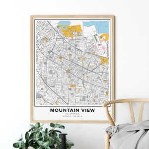Mountain View Map Print, Street Names Mountain View, Map of Mountain ...