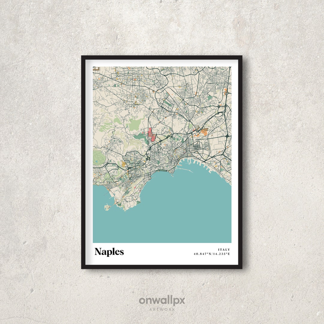 Naples Print Map, Retro Charm Naples Map Poster, Vintage Naples Streets ...