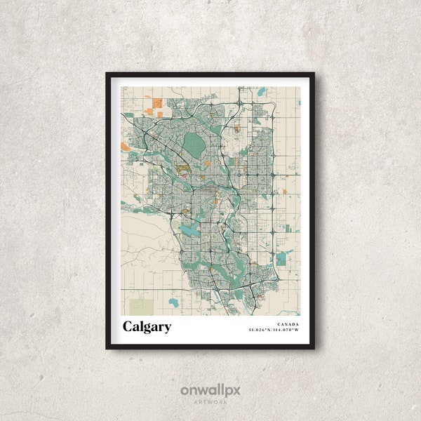 Calgary City Map - Etsy Canada