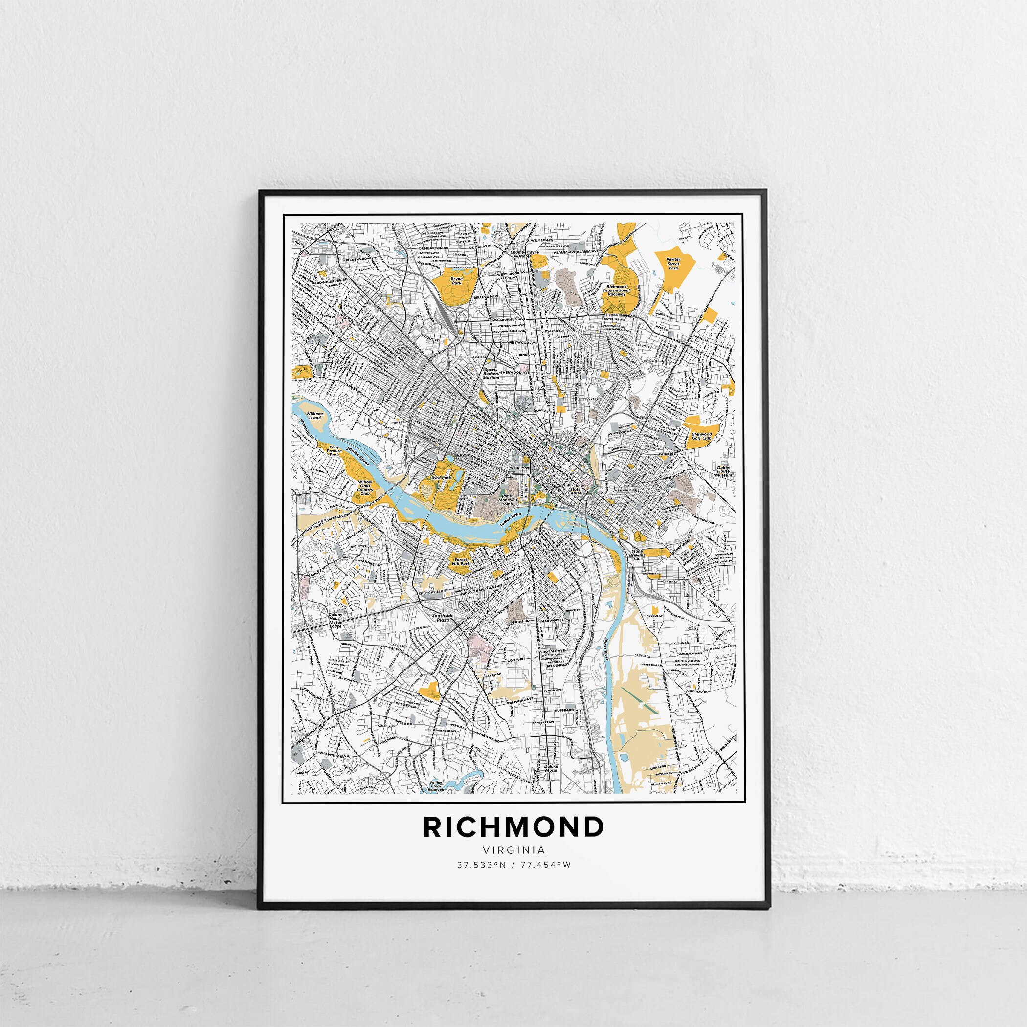 Richmond Map Print, Street Names Richmond Print, Printable Map of ...