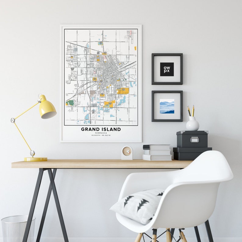 Grand Island Map Print, Street Names Grand Island Print, Map of Grand ...