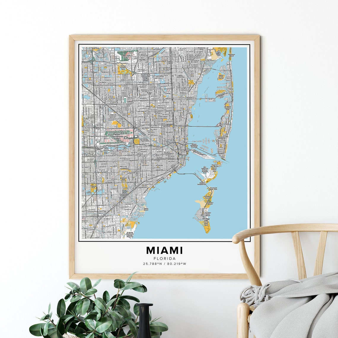Miami Map Print, Street Names Miami Print, Printable Map of Miami, City ...