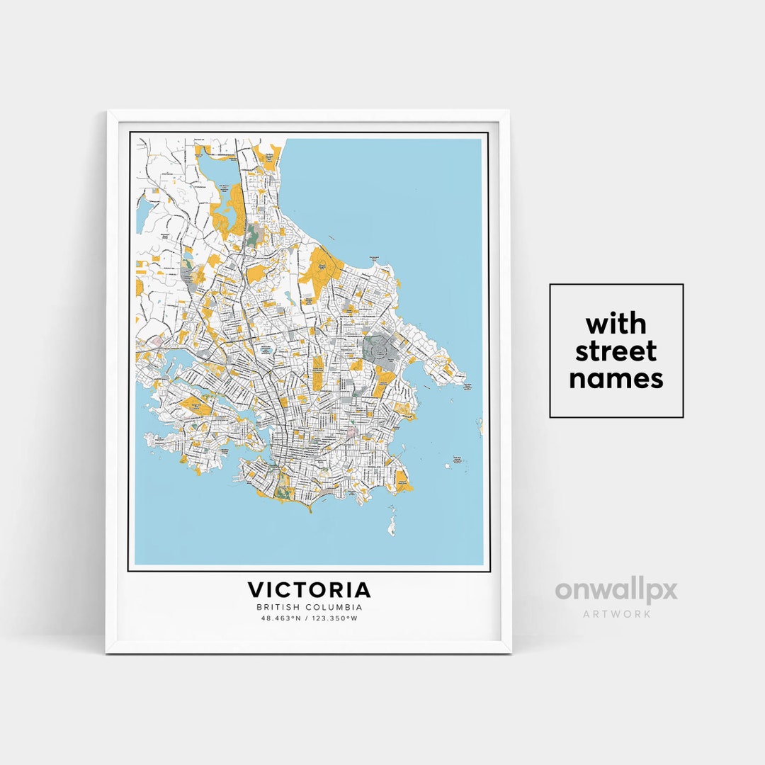 Victoria Map Print, Street Names Victoria Print, Printable Map of ...