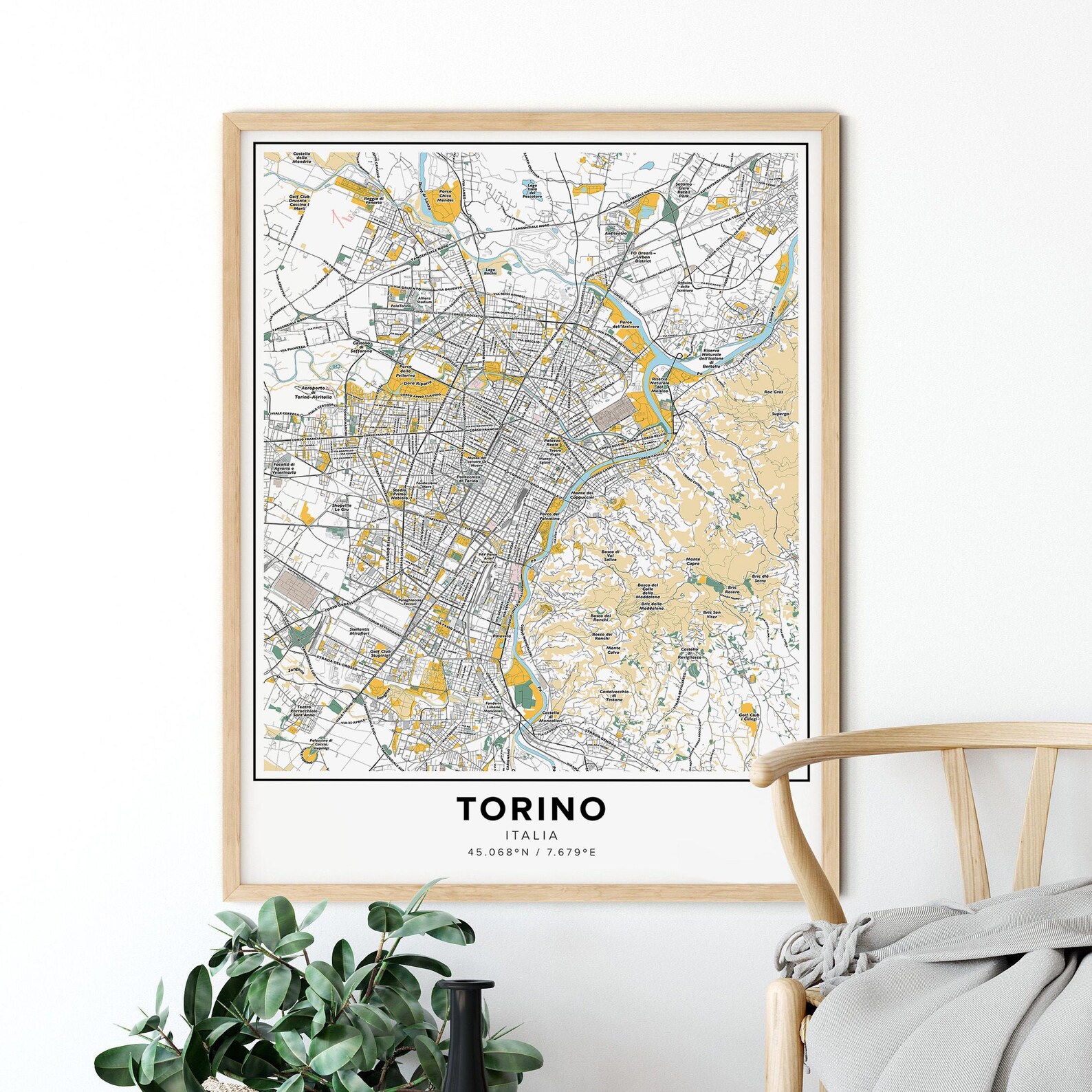 Turin Map Print, Street Names Turin Print, Printable Map of Turin, City ...