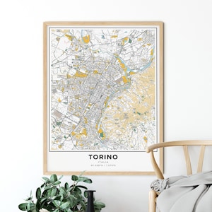 Turin Map Print, Street Names Turin Print, Printable Map of Turin, City ...