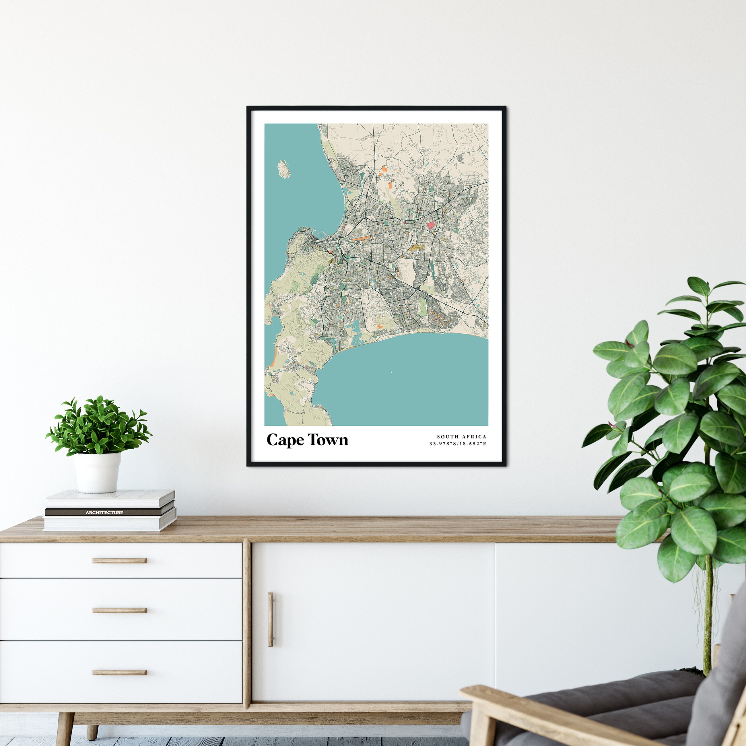 Cape Town Map Poster Retro Cape Town Map Decor Vintage Cape - Etsy