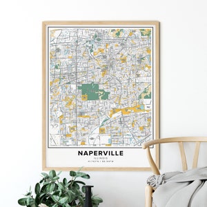 Naperville Map Print, Street Names Naperville Print, Map of Naperville ...