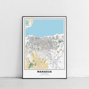 Managua Map Print, Street Names Managua Print, Printable Map of Managua ...