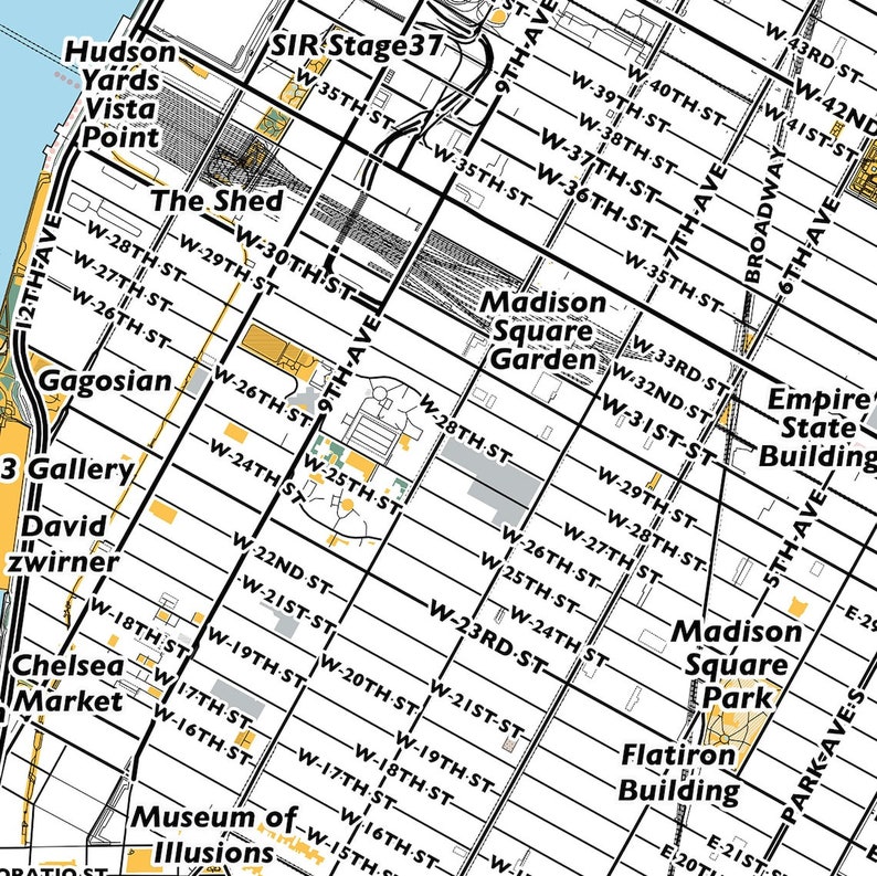 Manhattan Map Print Street Names Manhattan Print Printable - Etsy