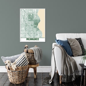 Milwaukee Map Print, Milwaukee Wisconsin Map Wall Art, Milwaukee Decor ...