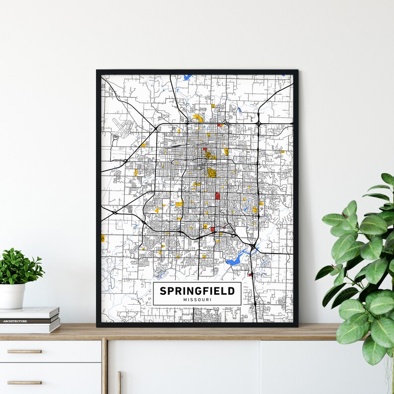 Springfield Map Springfield Missouri Map Springfield Print - Etsy