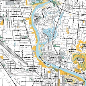 Eugene Map Print, Street Names Eugene Print, Printable Map of Eugene ...