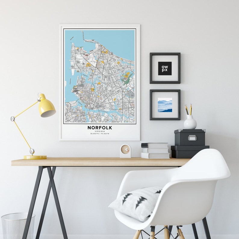 Norfolk Map Print Street Names Norfolk Print Printable Map - Etsy