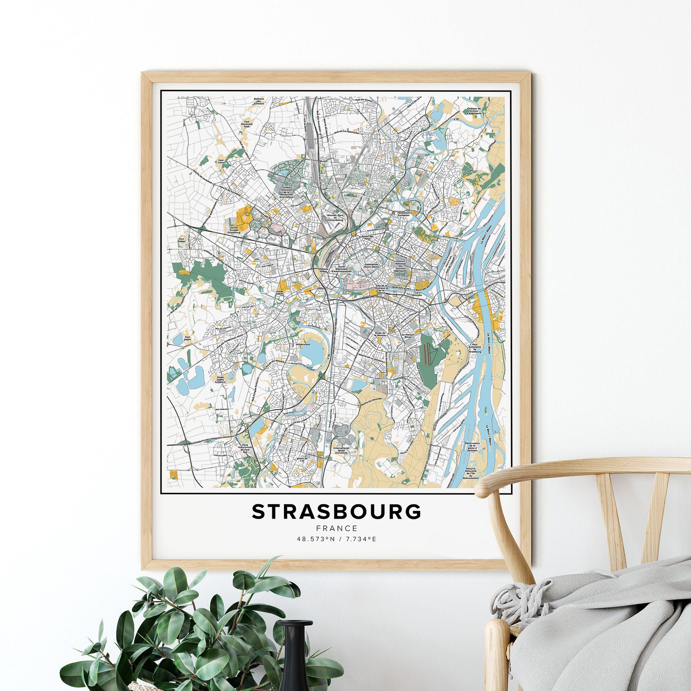 Strasbourg Map Print Street Names Strasbourg Print Printable - Etsy