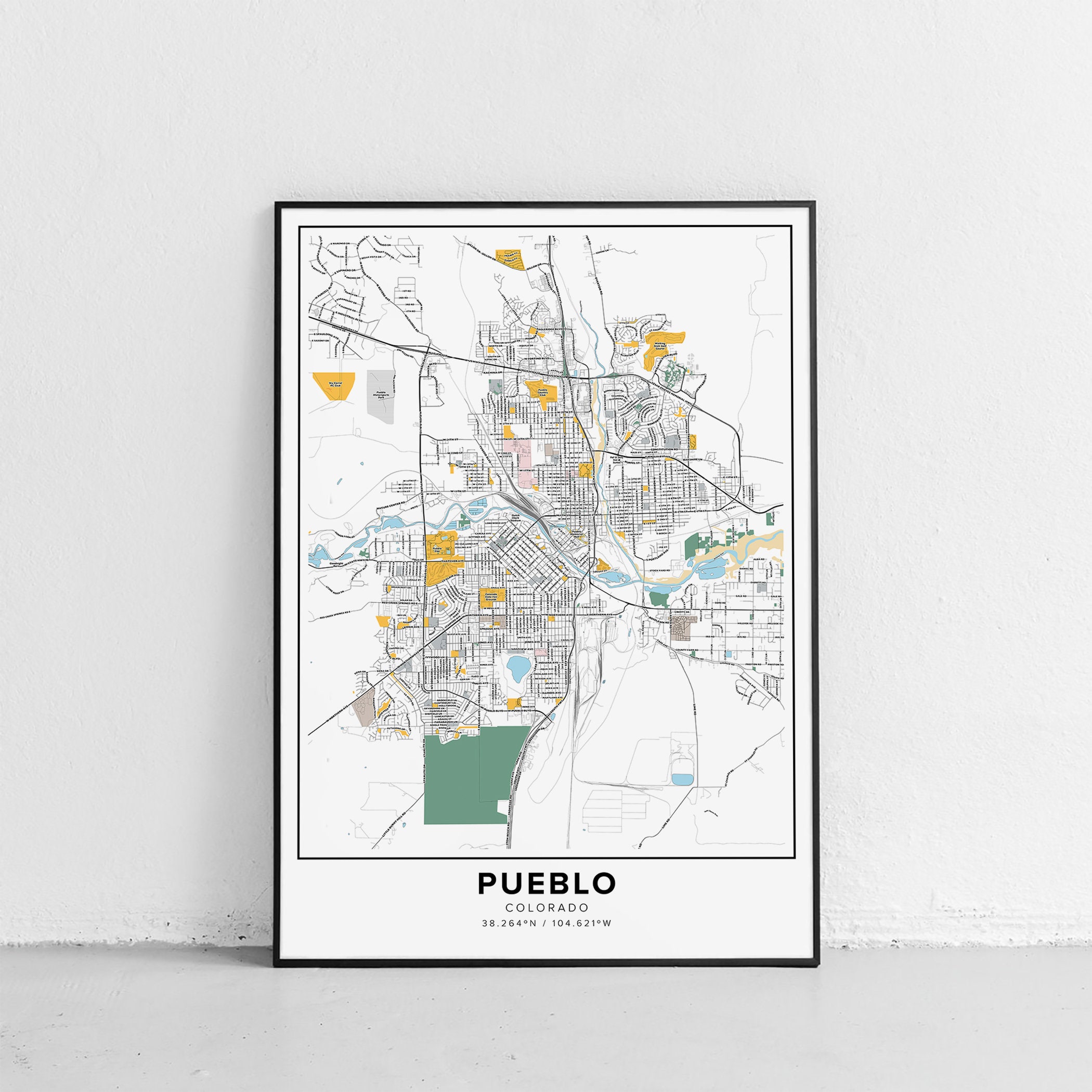 Pueblo Map Print, Street Names Pueblo Print, Printable Map of Pueblo ...