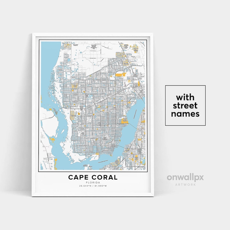 Map of Cape Coral - Etsy