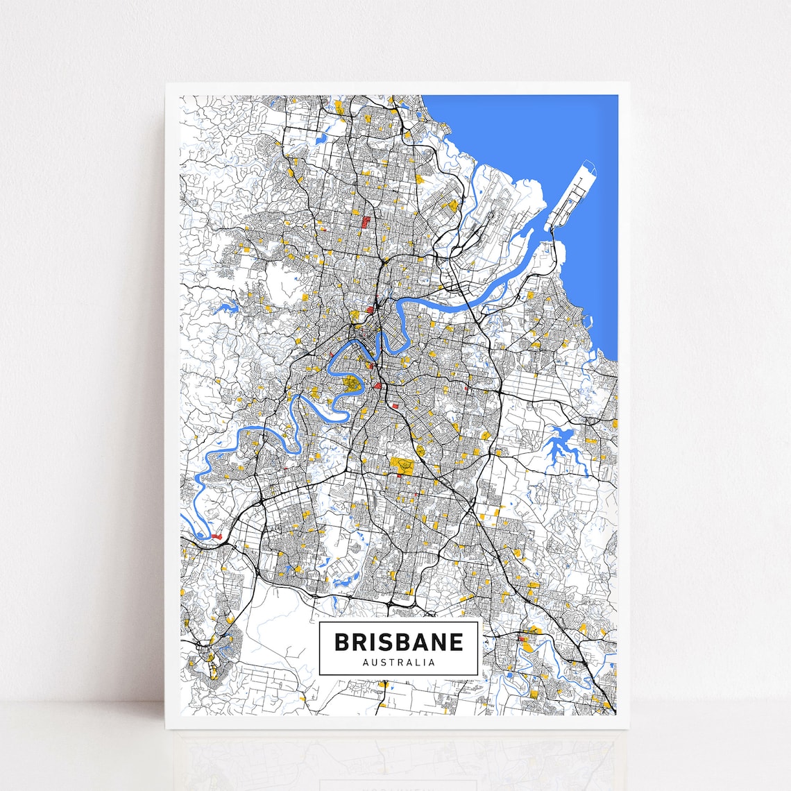 Brisbane Map Brisbane Australia Map Brisbane Print Brisbane - Etsy