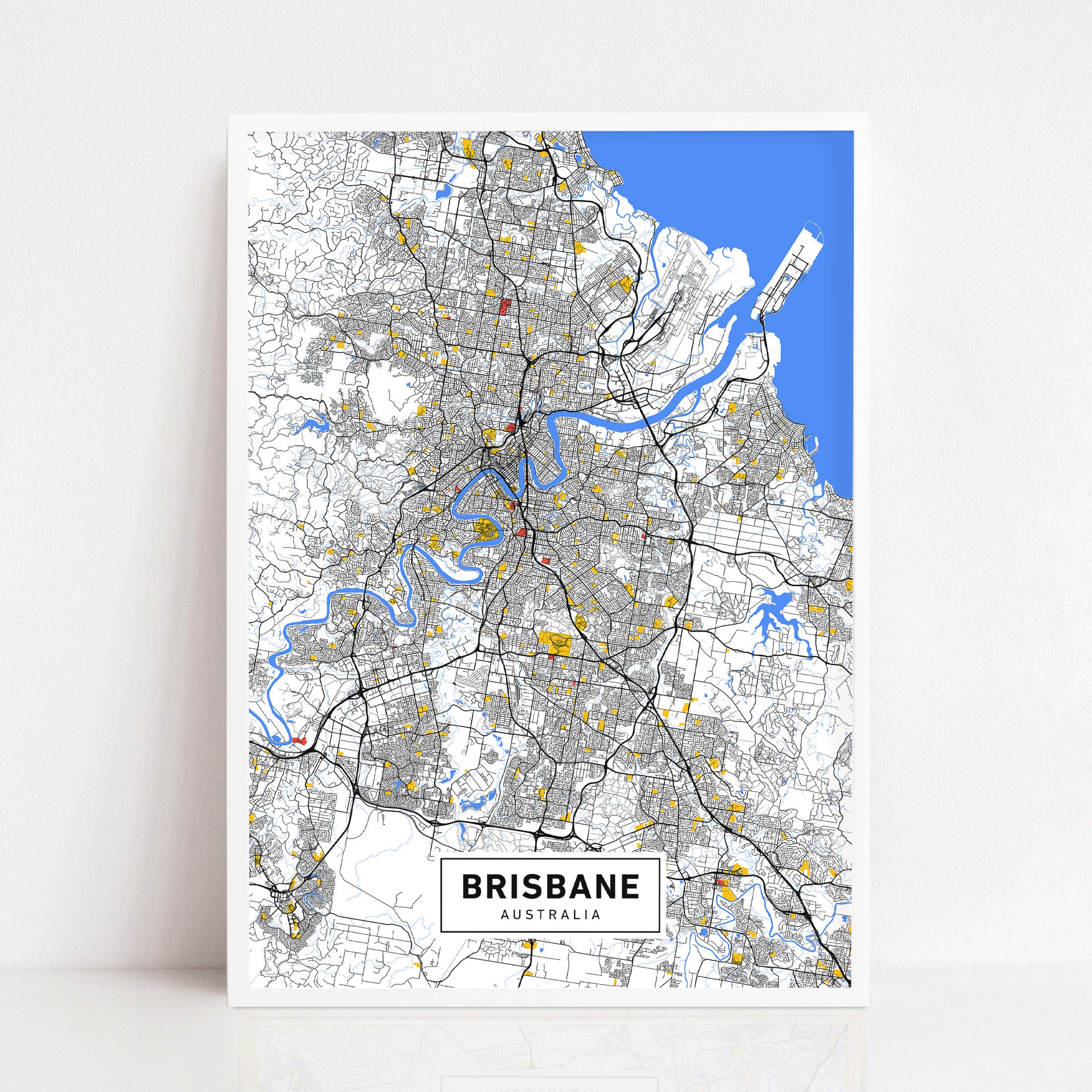 Brisbane Map Brisbane Australia Map Brisbane Print Brisbane - Etsy
