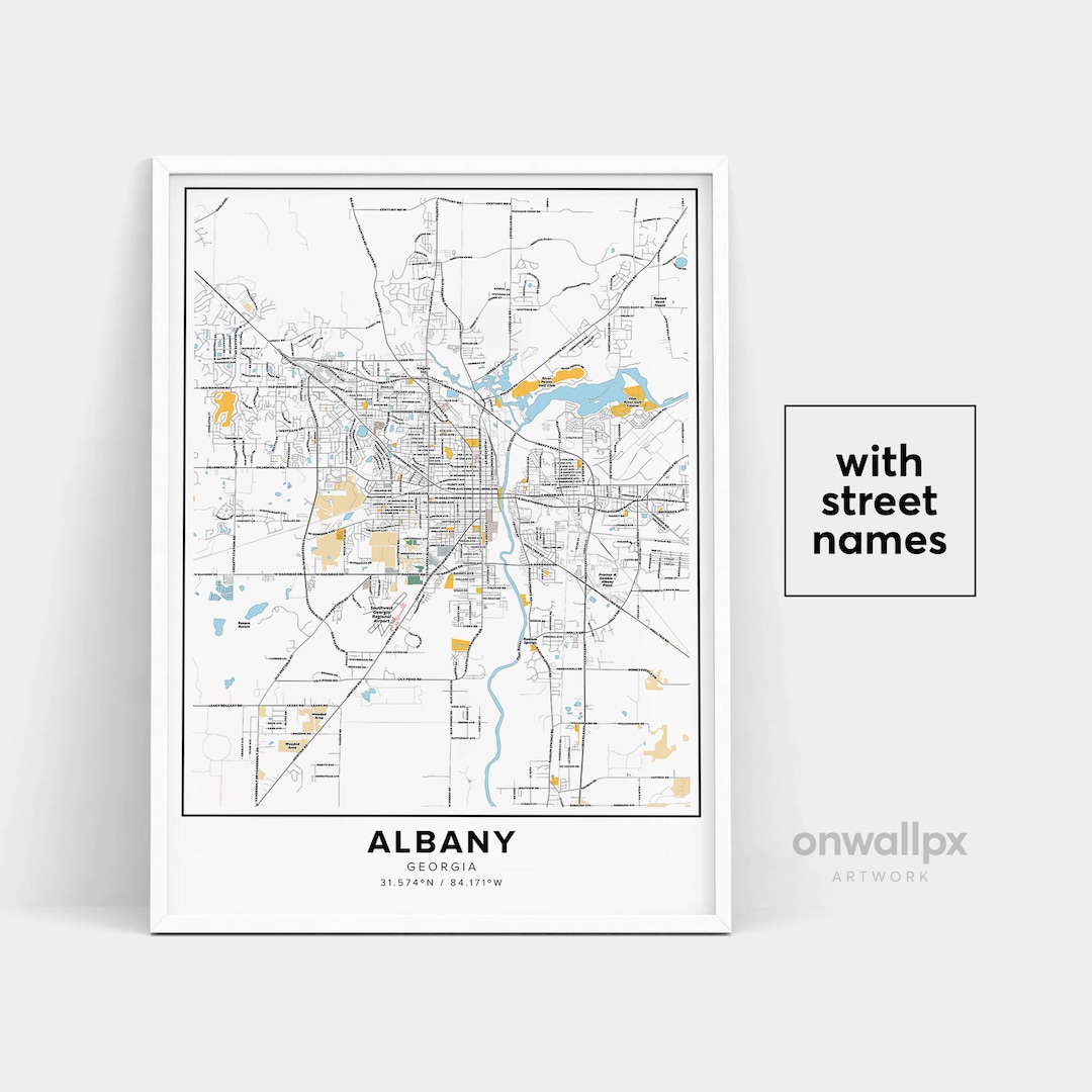 Albany Map Print, Street Names Albany Print, Printable Map of Albany ...