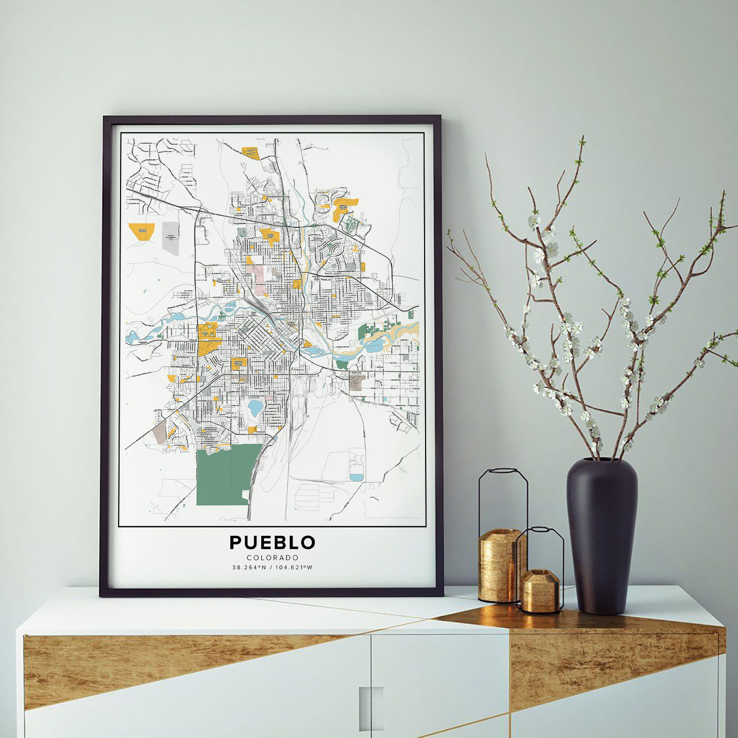 Pueblo Map Print, Street Names Pueblo Print, Printable Map of Pueblo ...