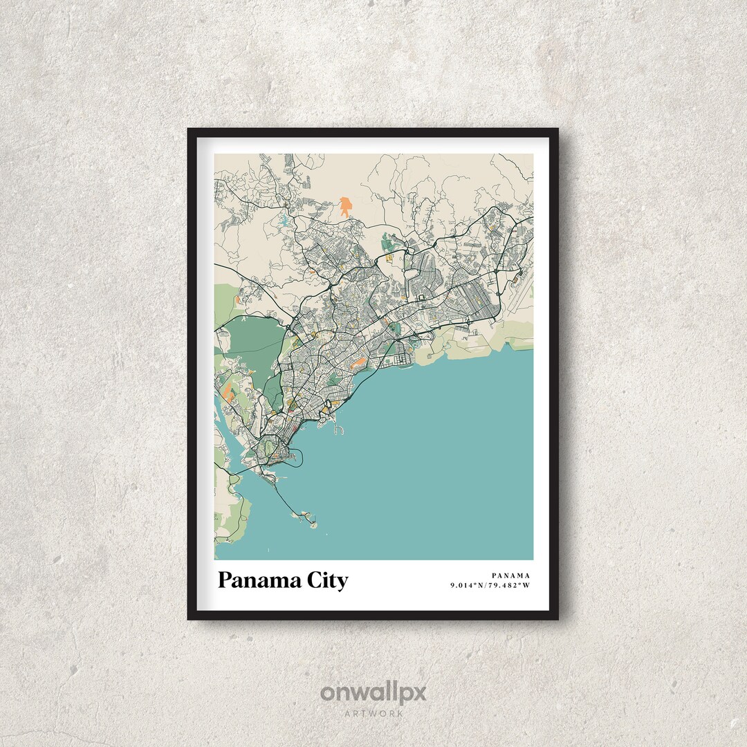 Panama City Map Poster, Retro Panama City Decor, Vintage Panama City ...